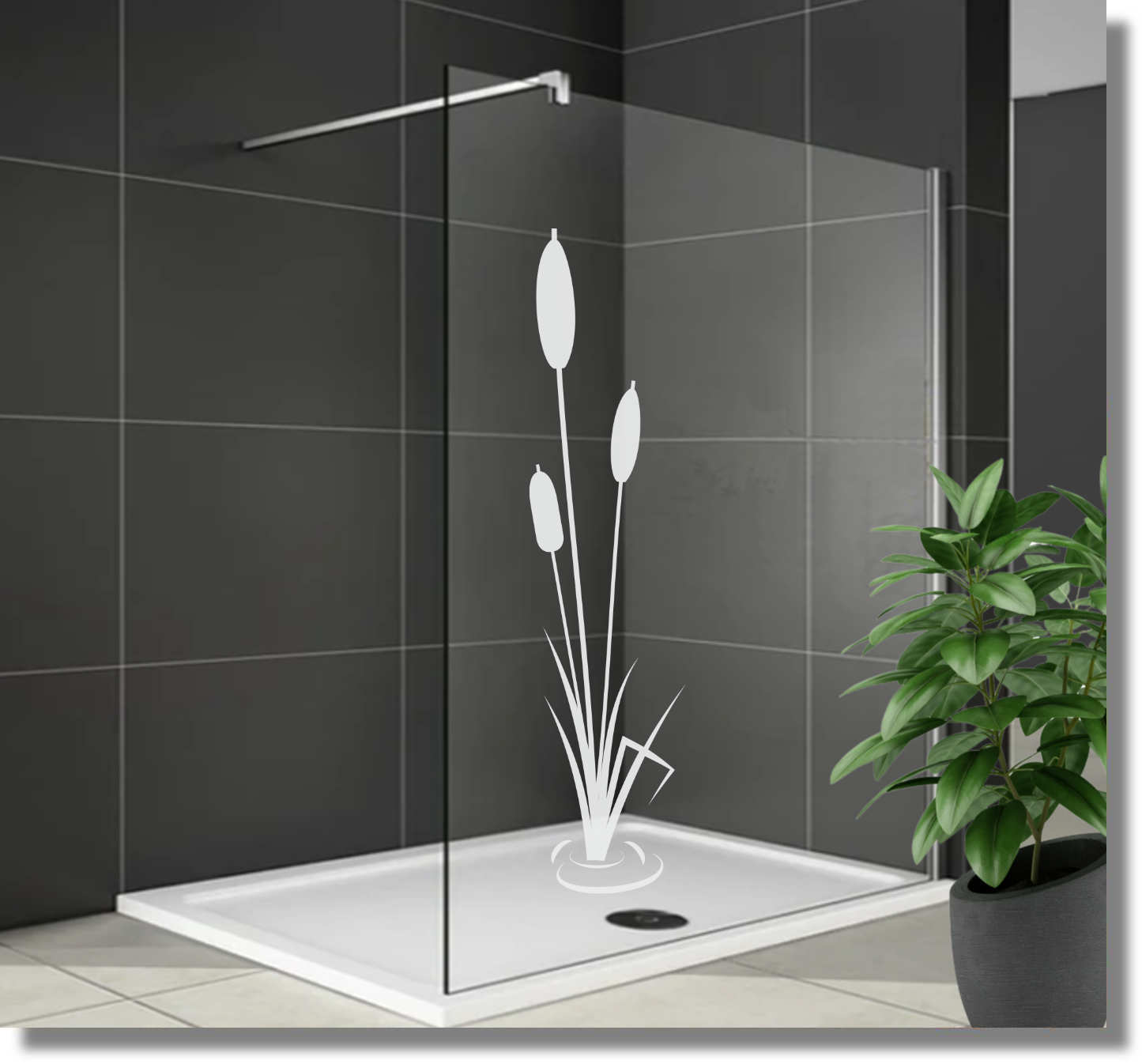 Duschfolie Schilfrohr Dekorfolie Glasfolie - Wecke-Design