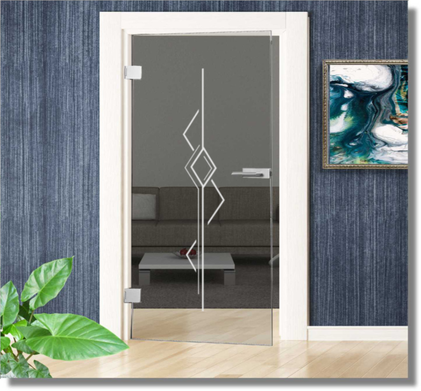 Glasfolie Rhombus mit Linie Dekorfolie - Wecke-Design